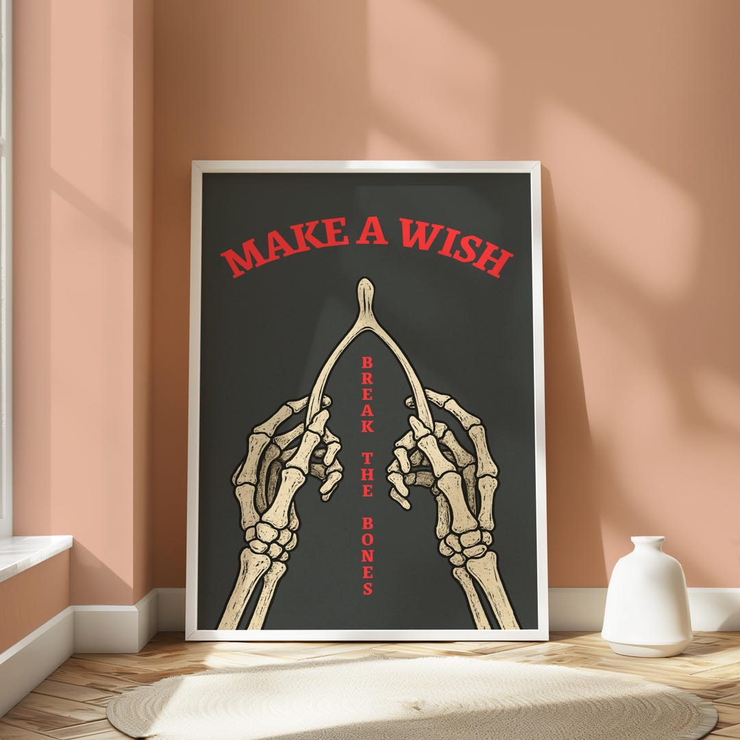 Break the Bones, Wishbone Lucky Skeleton Artwork, Traditional Tattoo ...