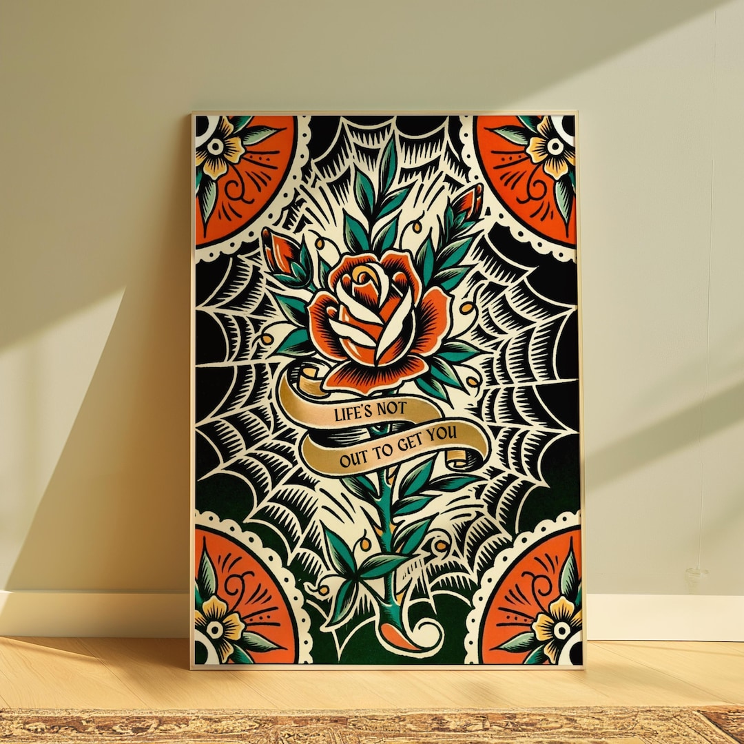 Neck Deep Lyric Wall Art, Traditional Tattoo Style Artwork, Gothic Home ...