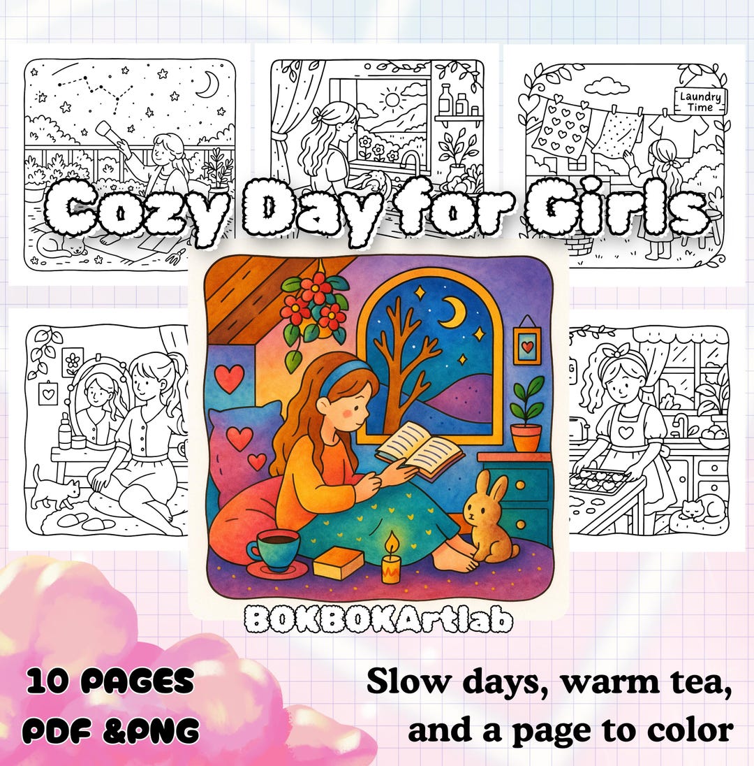 Cozy Days Coloring Pages: Gentle Self-care for Women (PDF Download) - Etsy