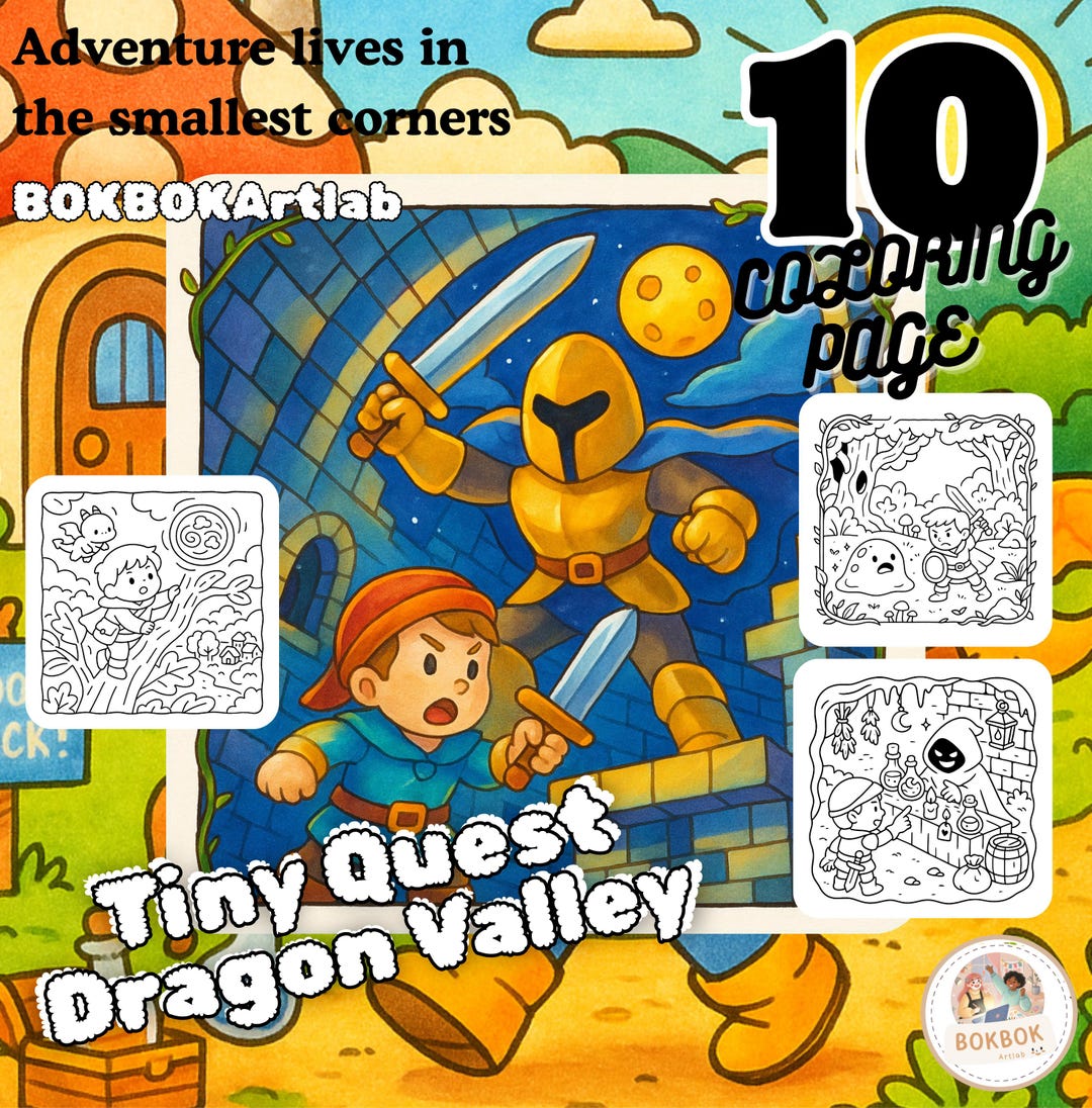 Tiny Quest: Adventures in Dragon Valley | Fantasy Coloring Pages for Kids | Digital Download PDF ...