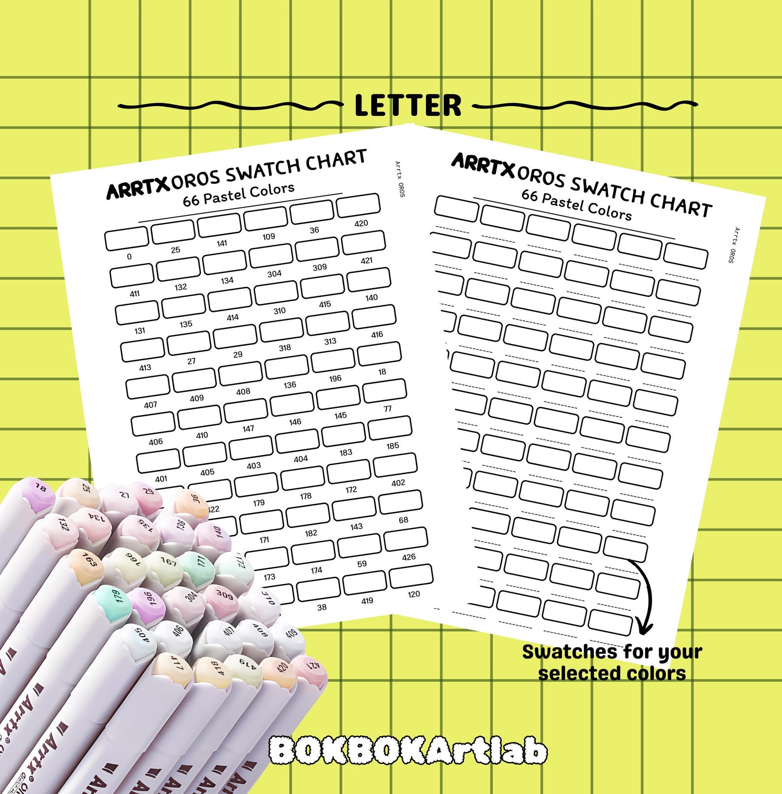 Arrtx OROS 66 Pastel Marker Swatch Chart: Printable Color Palette (PDF ...