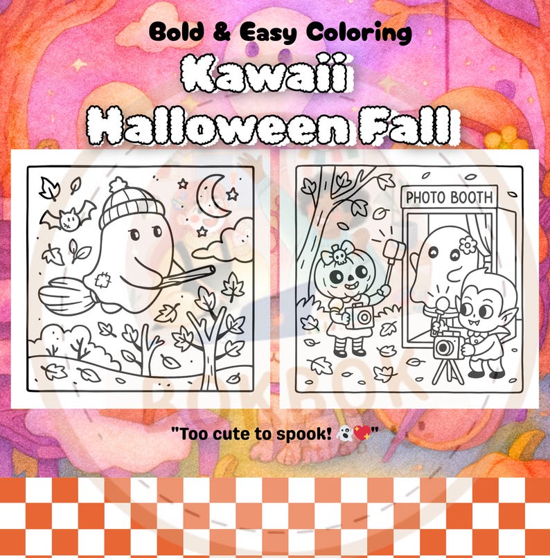 Kawaii Halloween Coloring Pages: Spooky Autumn Friends (PDF Download ...