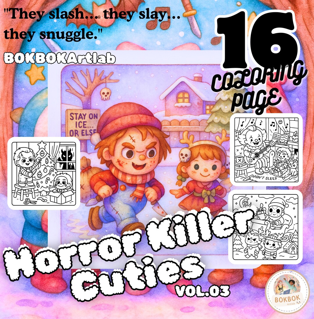Kawaii Horror Christmas Coloring Book | Creepy Holiday Scenes (PDF) - Etsy