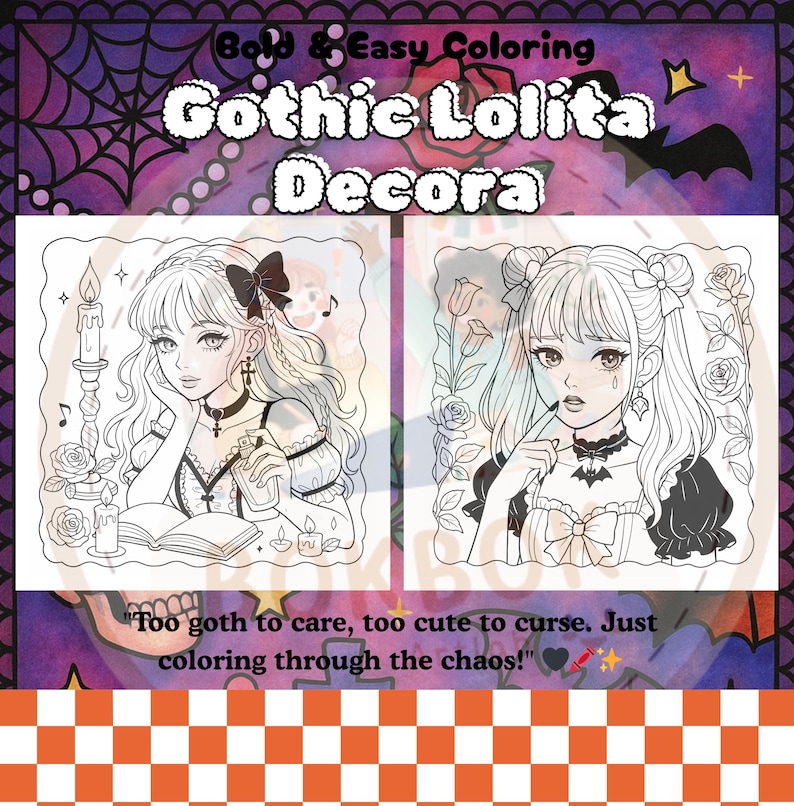 Gothic Lolita Decora Coloring Pages | Darkly Cute Printable Scenes ...