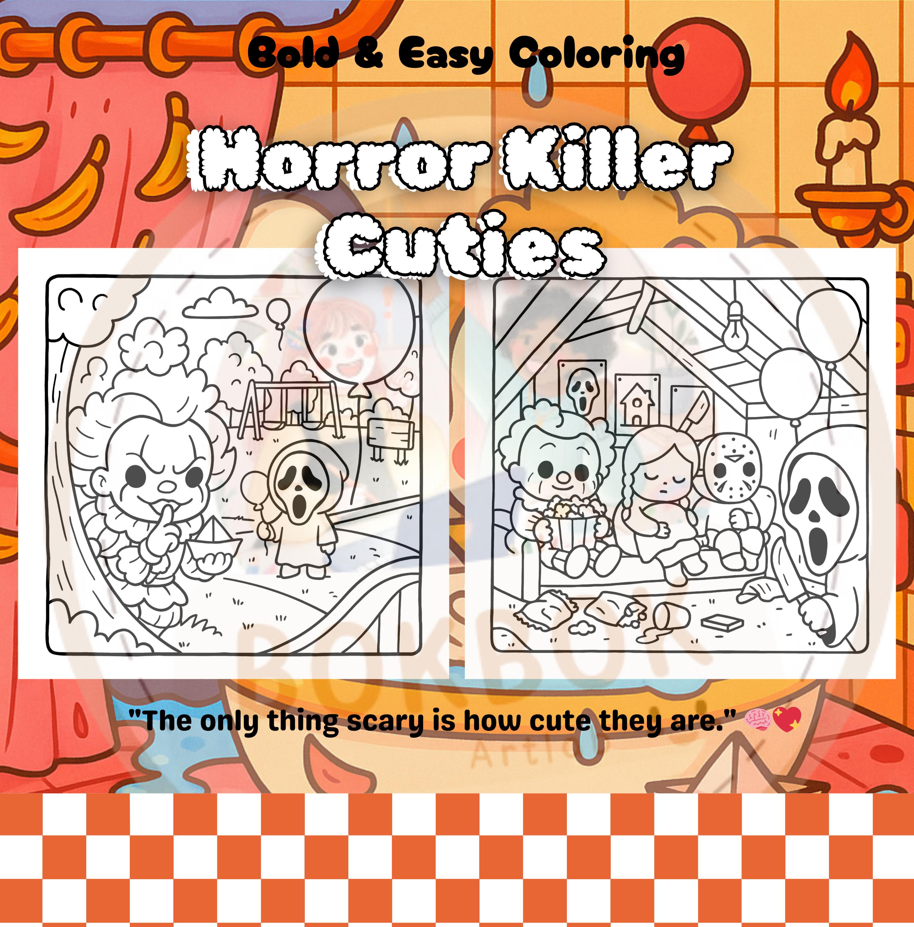 Killer Cuties Coloring Pages | Horror Movie Icons in Kawaii Style ...