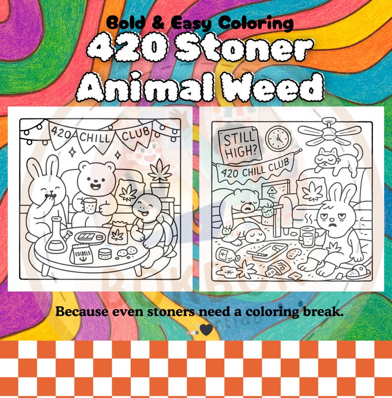 Funny Stoner Animal Coloring Book for Adults (digital Download) - Etsy