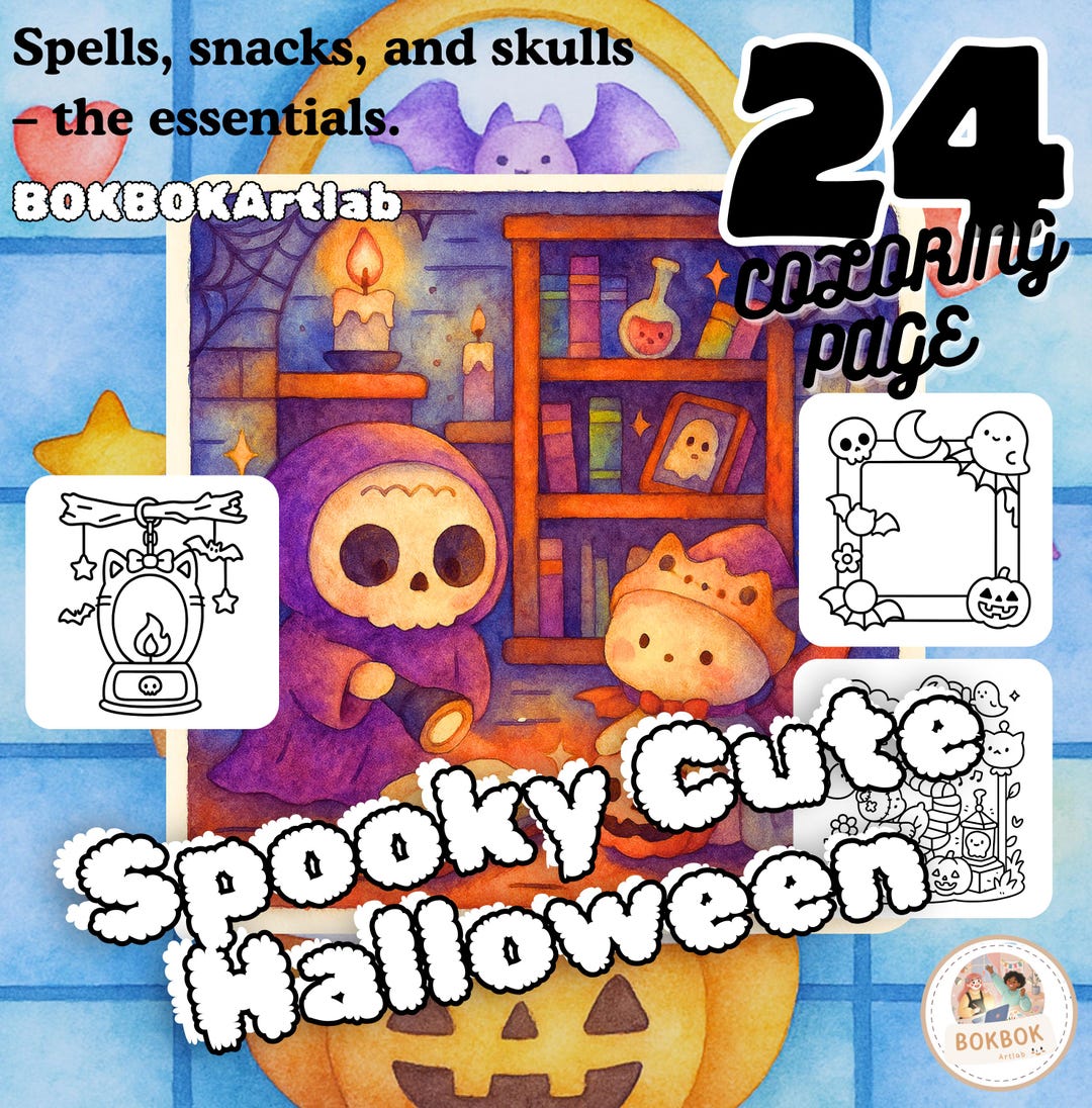 Spooky Cute Halloween Coloring Pages | Kawaii Ghosts (instant Download ...