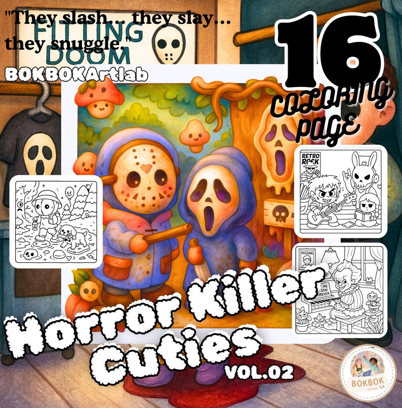 Killer Cuties Coloring Pages Vol.2 | Horror Movie Kawaii (PDF Pattern ...