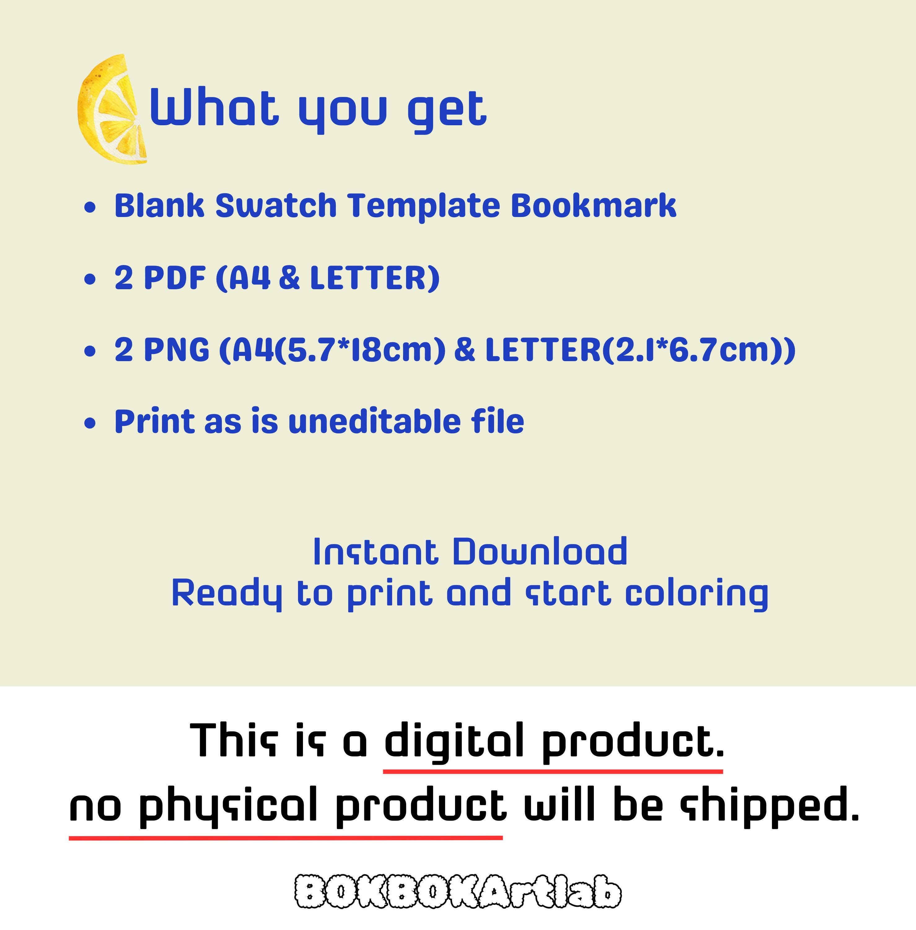 Blank Swatch Template Bookmark | Printable Color Chart, DIY Mini Swatch ...