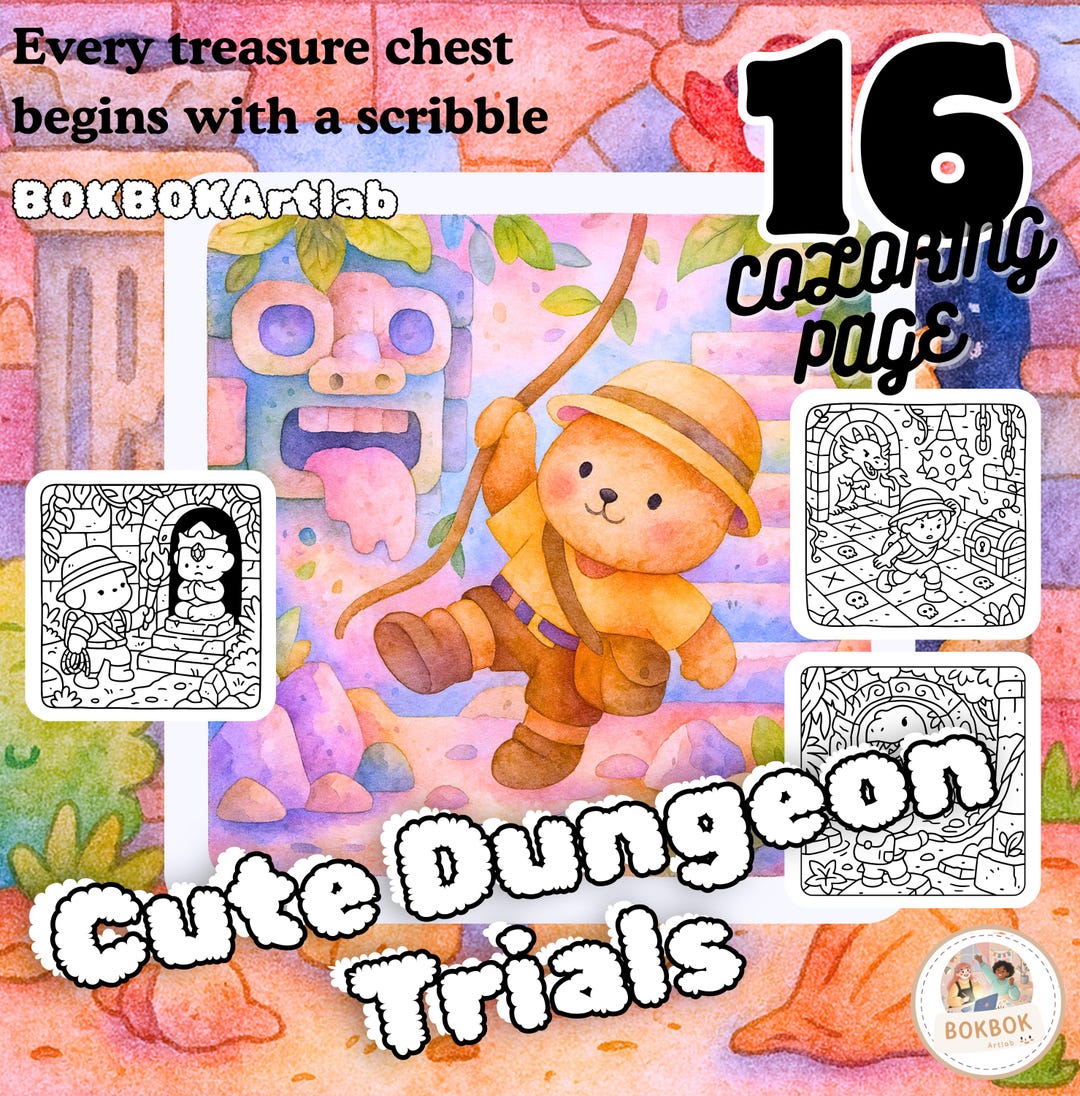 Mythical Beast Escape Room Coloring Pages: Dungeon Adventure (PDF ...