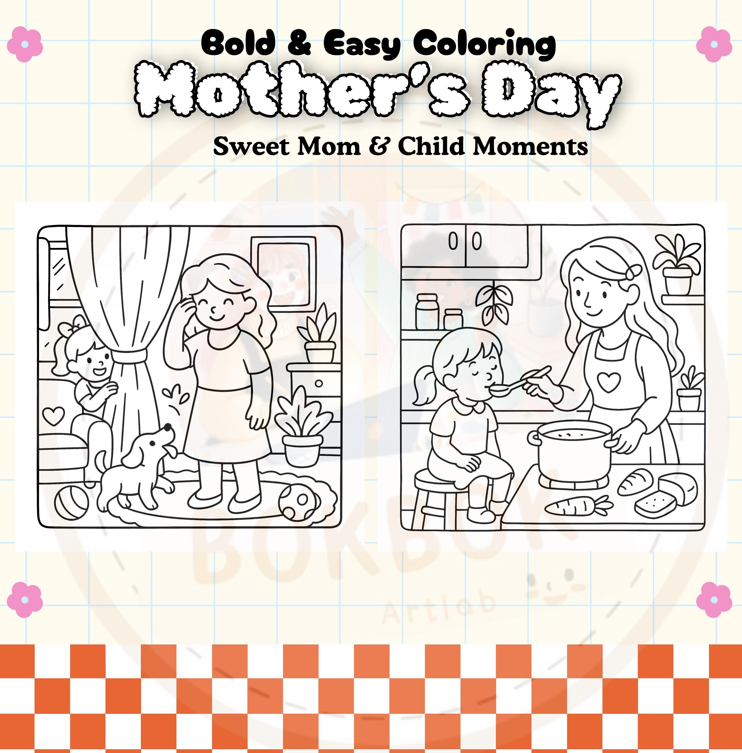 Mother’s Day Coloring Pages | Sweet Mom & Child Moments | Family ...