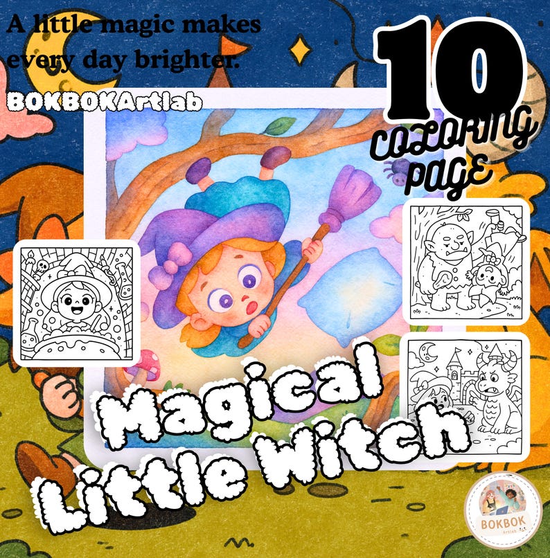 Magical Little Witch Coloring Pages | Kawaii Fantasy Adventure Coloring ...