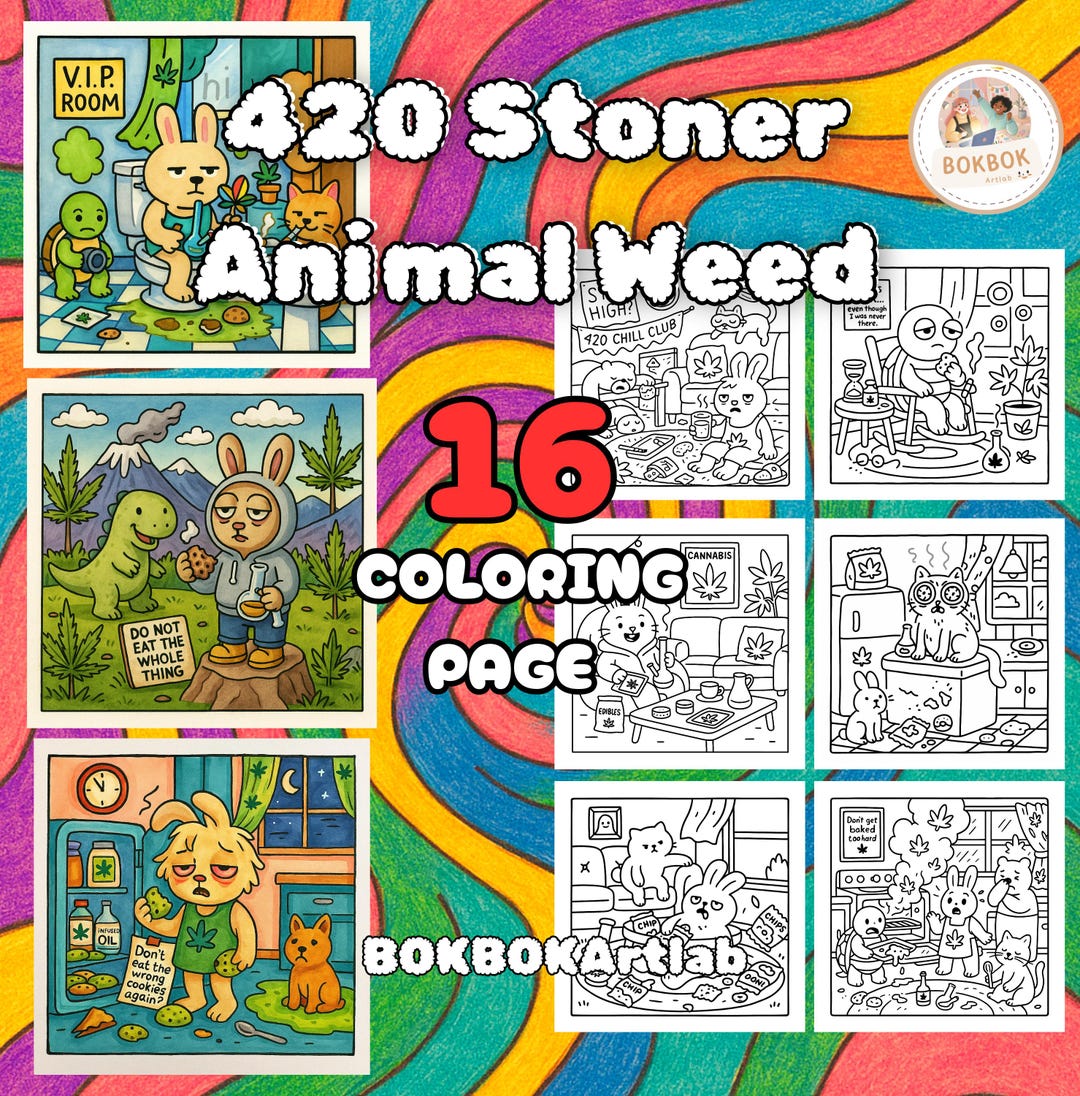 Funny Stoner Animal Coloring Book for Adults (digital Download) - Etsy