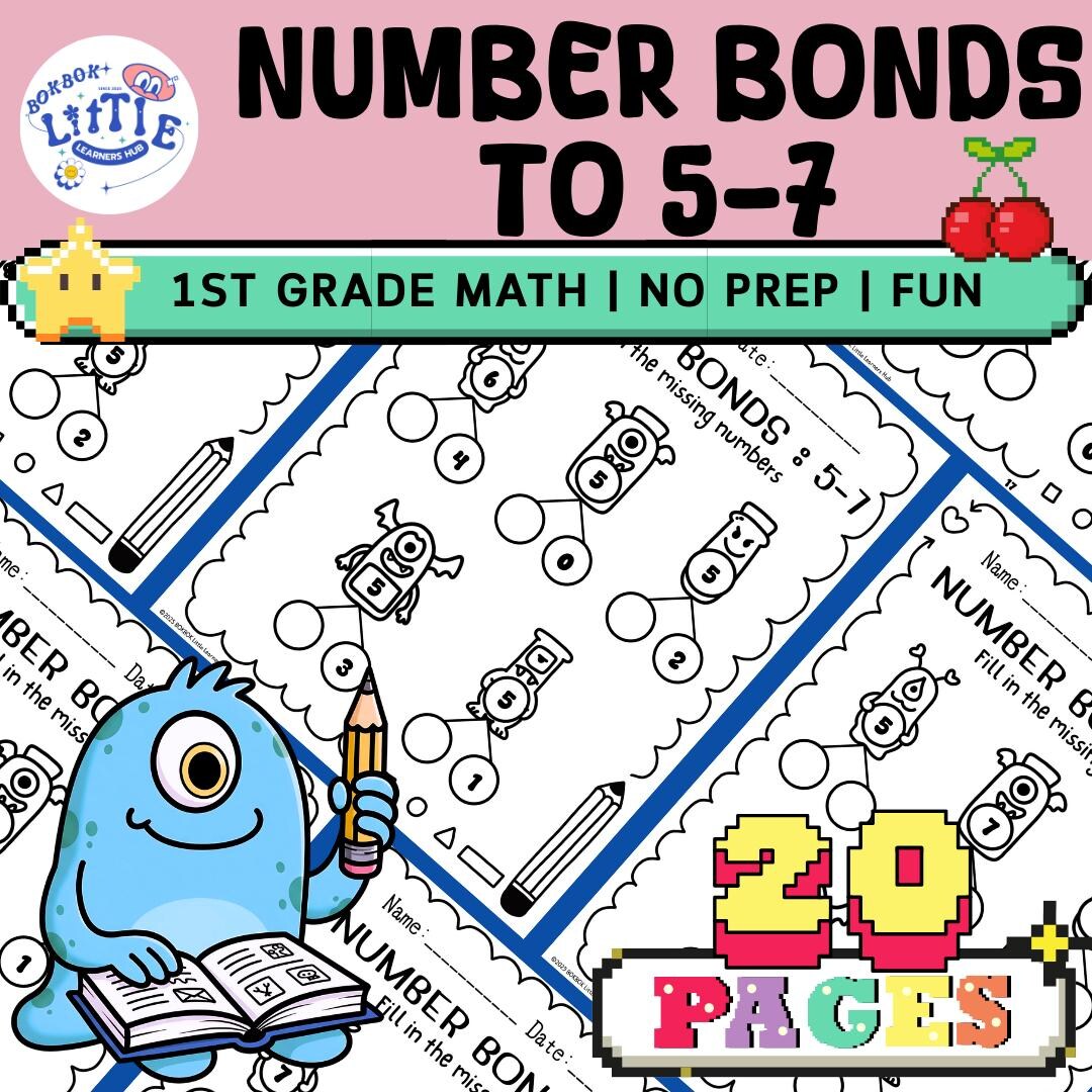 Number Bonds to 5-7 Worksheets | Monster Theme, 1st Grade Math ...