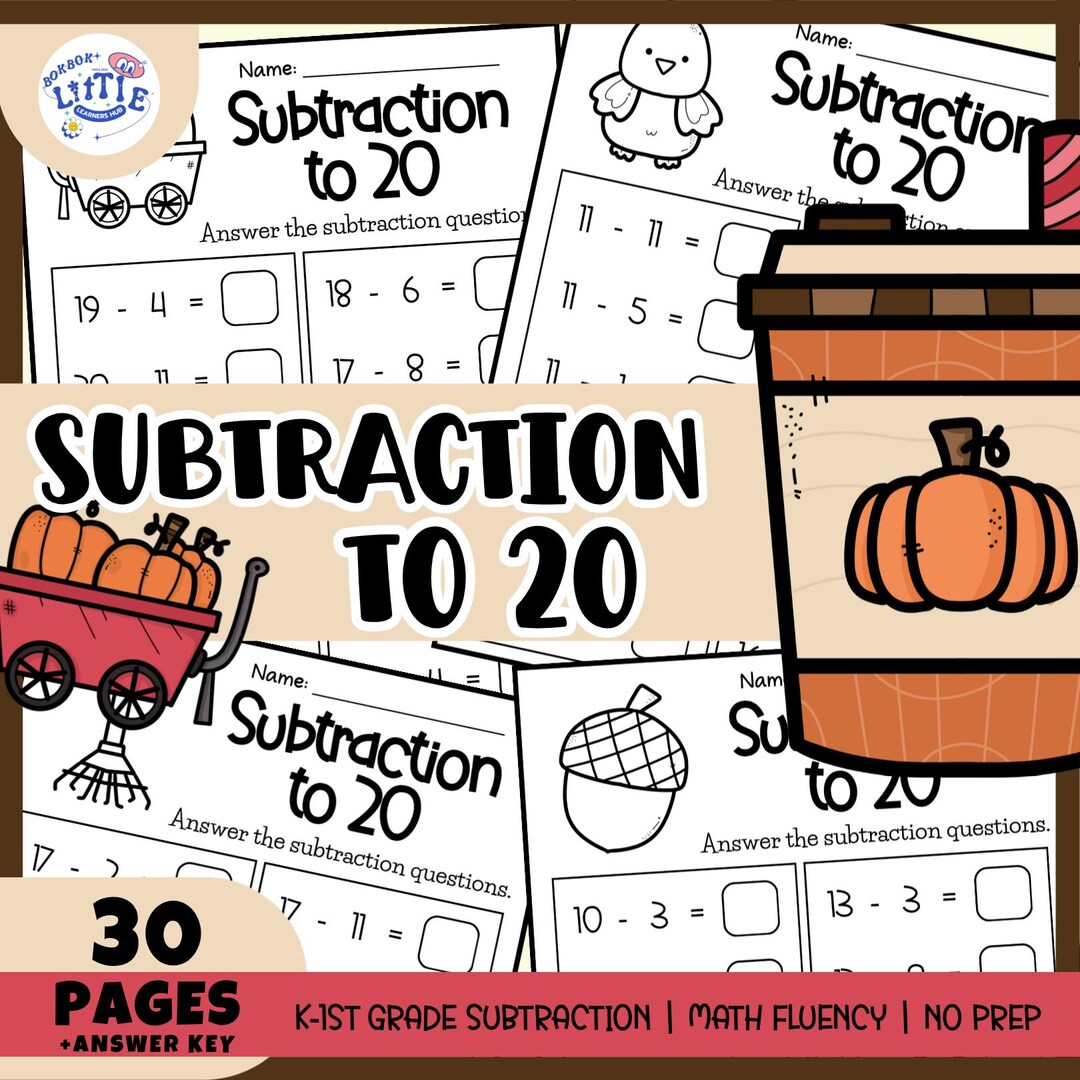 Math Practice | Subtracting Within 20 Worksheets | Subtraction Facts ...