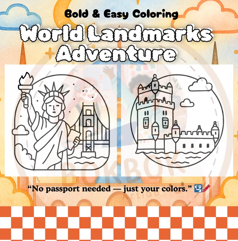 World Landmarks Coloring Pages: Travel Adventure (PDF/PNG) - Etsy
