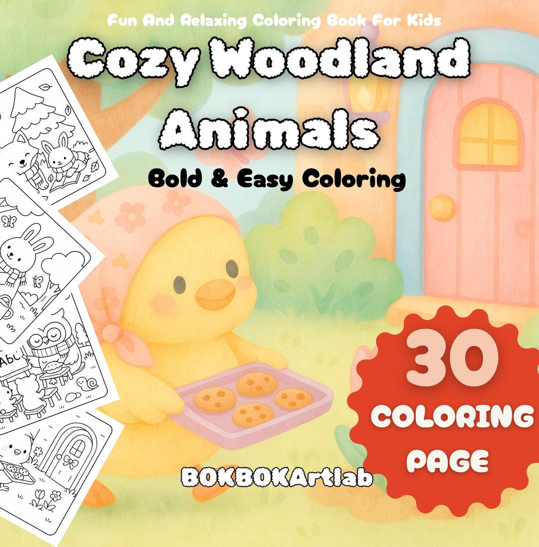 Cozy Woodland Animals Coloring Book for Kids | 30 Cute Forest Animal ...