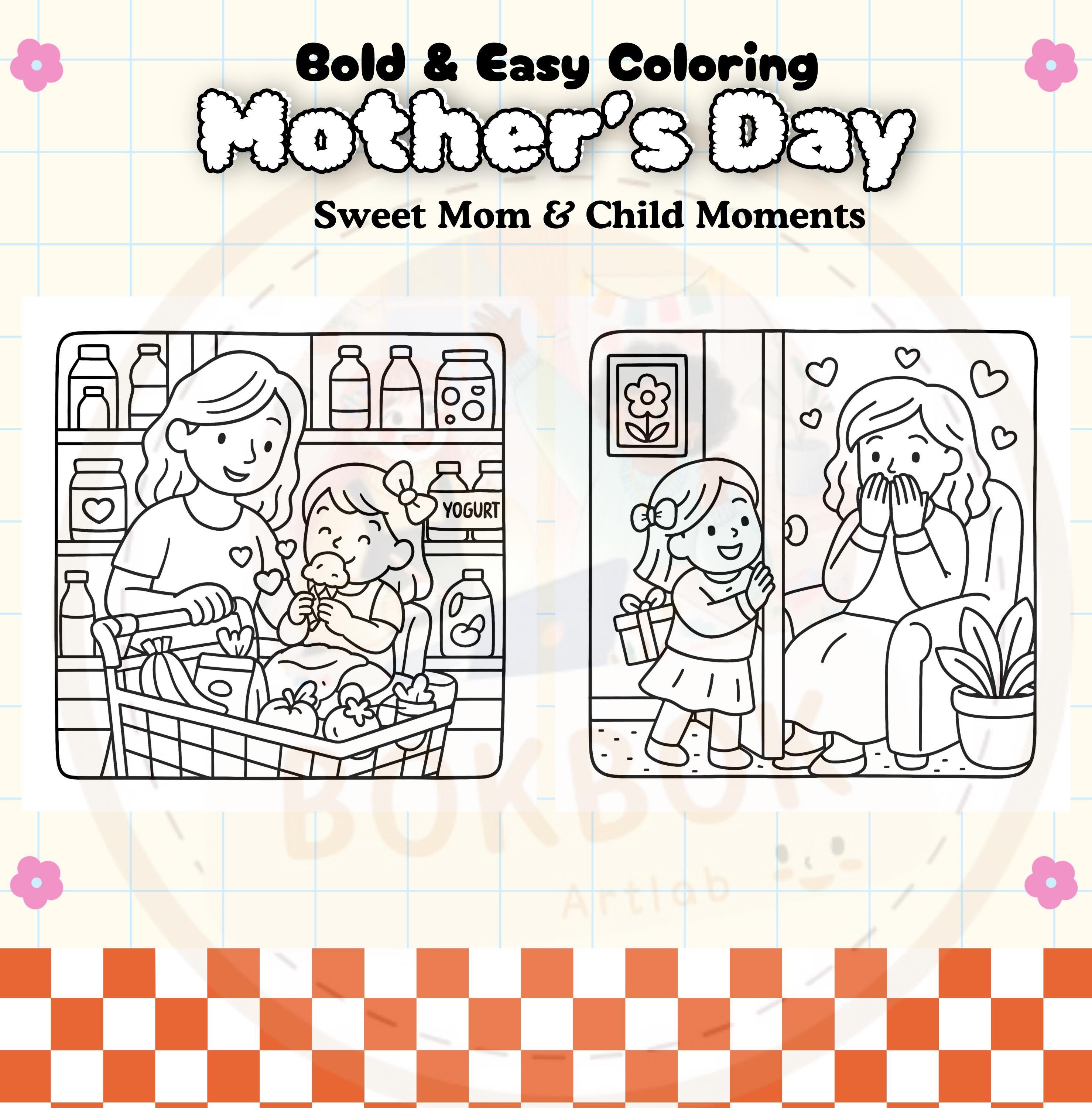 Mother’s Day Coloring Pages | Sweet Mom & Child Moments | Family ...