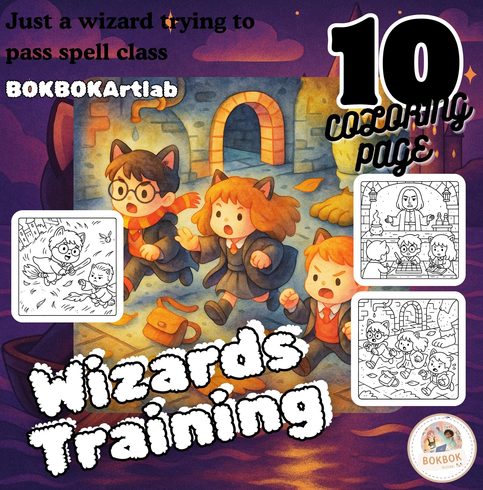 Wizard School Coloring Pages: Fantasy Spell Class (PDF Download) - Etsy