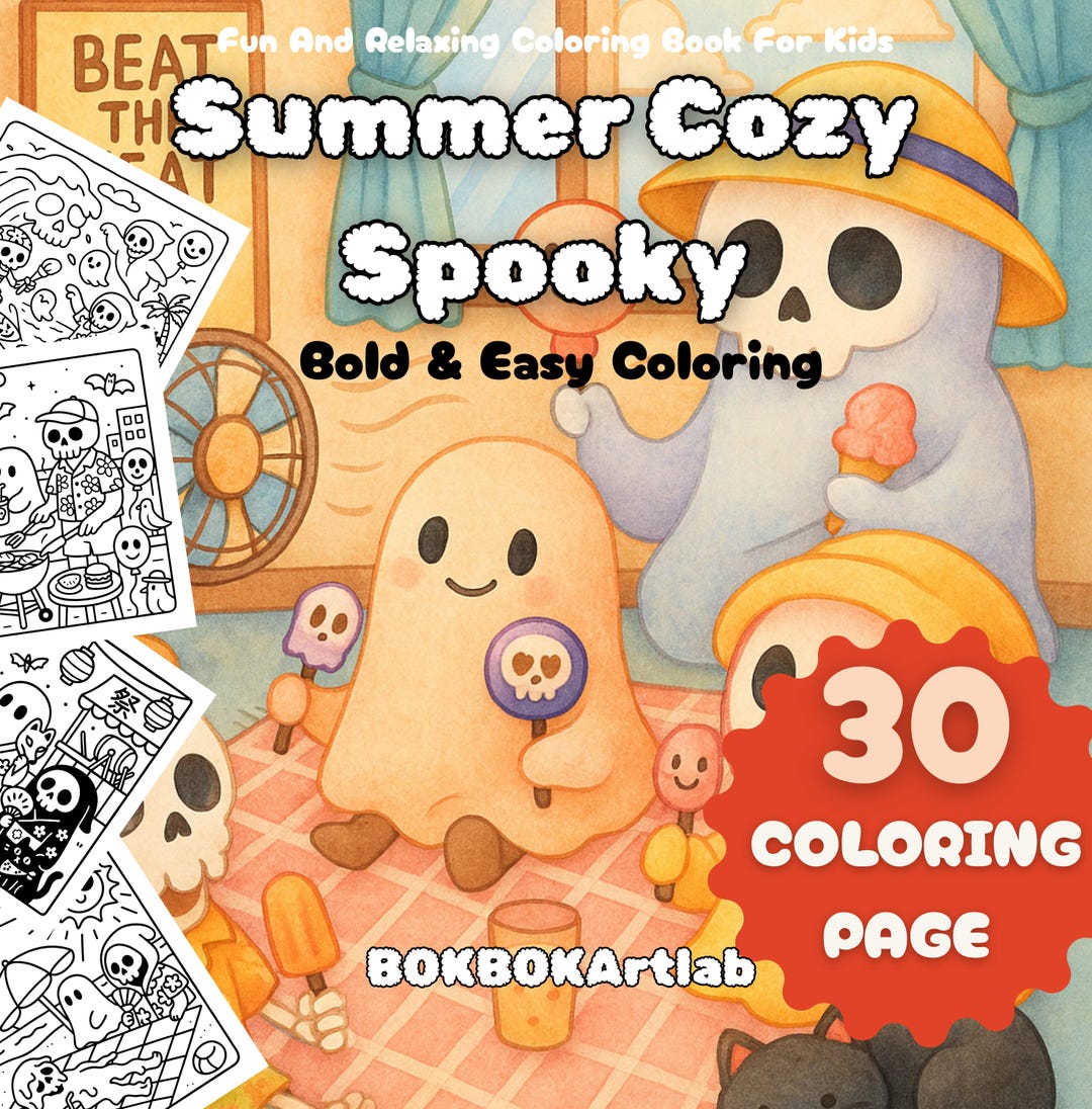 Summer Spooky Coloring Book | Cute Ghosts, Summer Vibes (digital ...