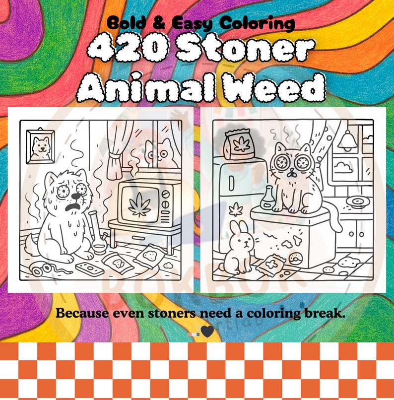 Funny Stoner Animal Coloring Book for Adults (digital Download) - Etsy