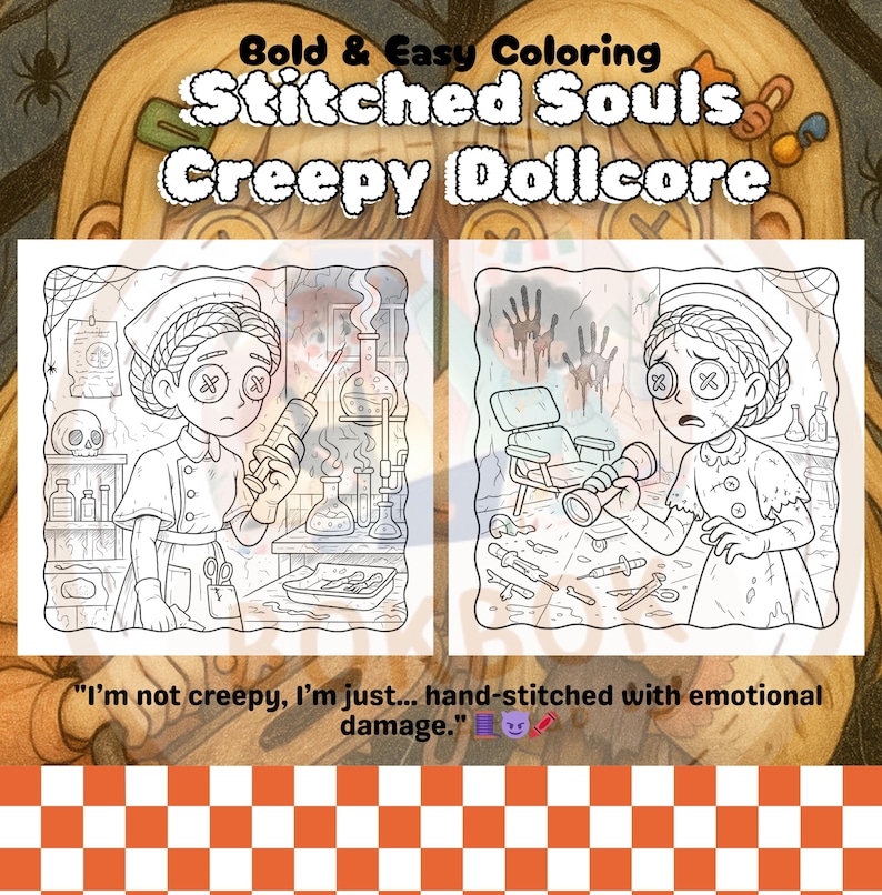 Creepy Cute Dollcore Coloring Pages: Gothic Horror (digital Download ...