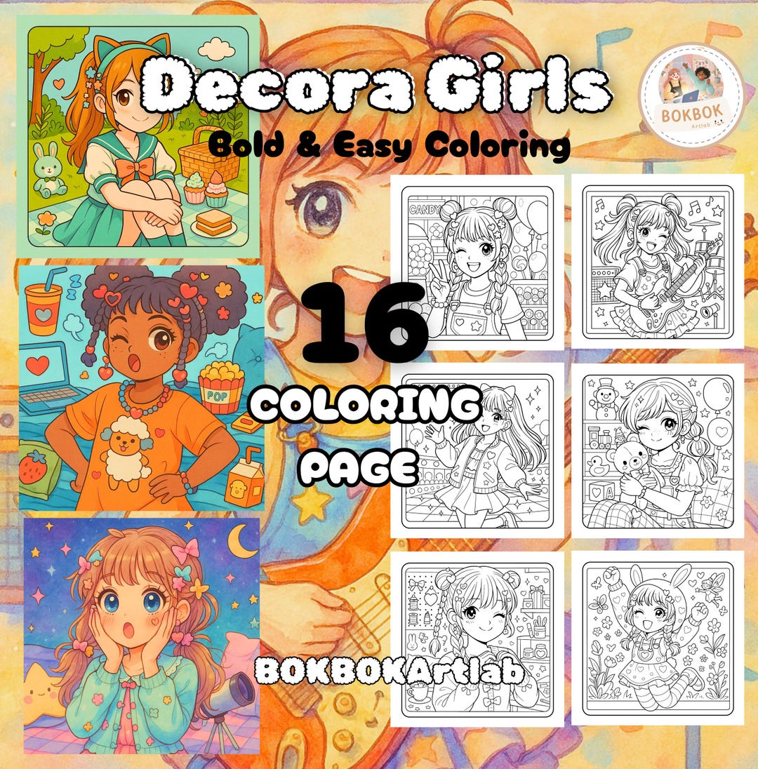 Kawaii Decora Girls Coloring Pages | Cute Fashion & Fun Outfits ...