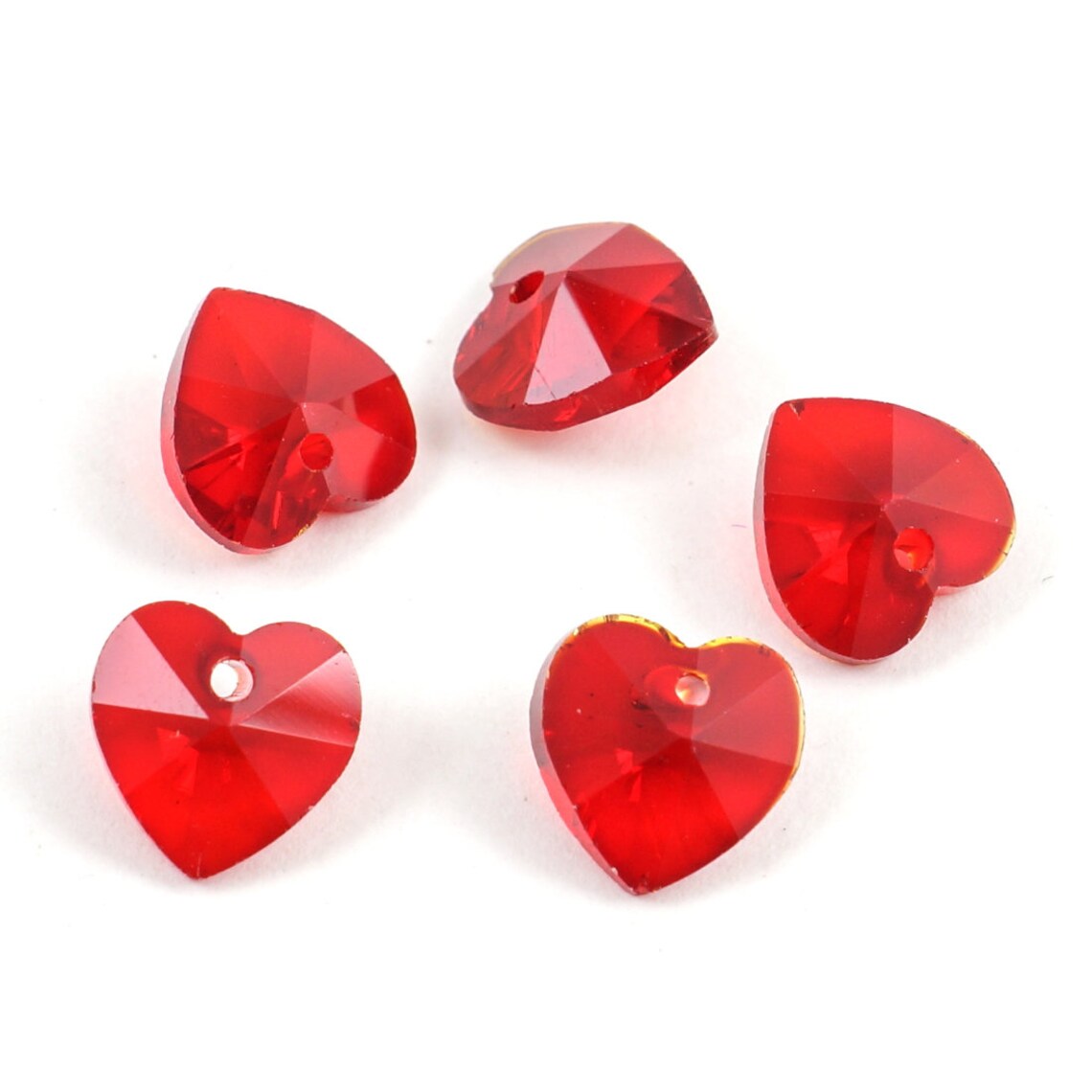 Pick 20pcs 10mm Valentine Love Heart Crystal Birthstone Pendant Drop ...