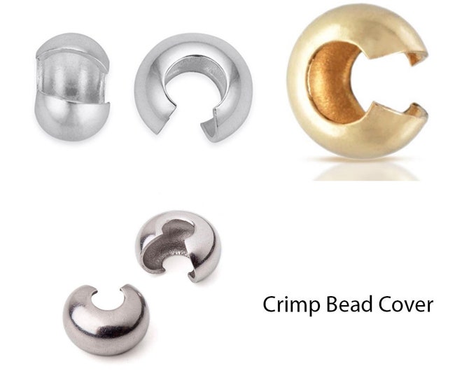 10 Sterling Silver Crimp Ends,gold Plated,rose Gold Crimp Beads,silver ...
