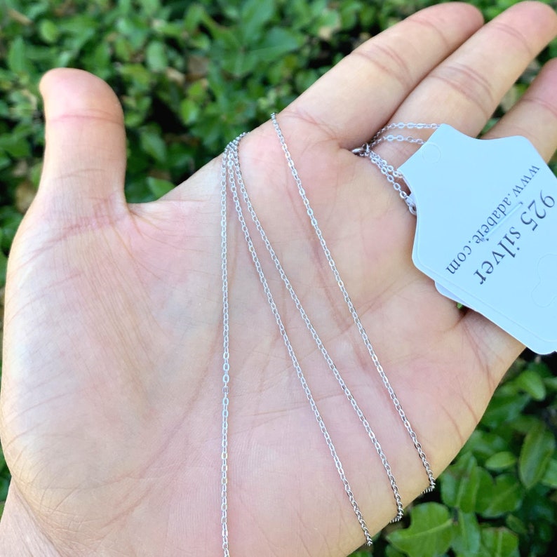 1pc 925 Sterling Silver Diamond-cut Flat Cable Chain Necklace 1.3mm ...