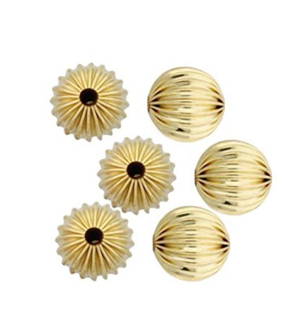 Pick 100pcs/200pcs Pretty Corrugated Round Spacer Beads 18K Yellow Gold ...