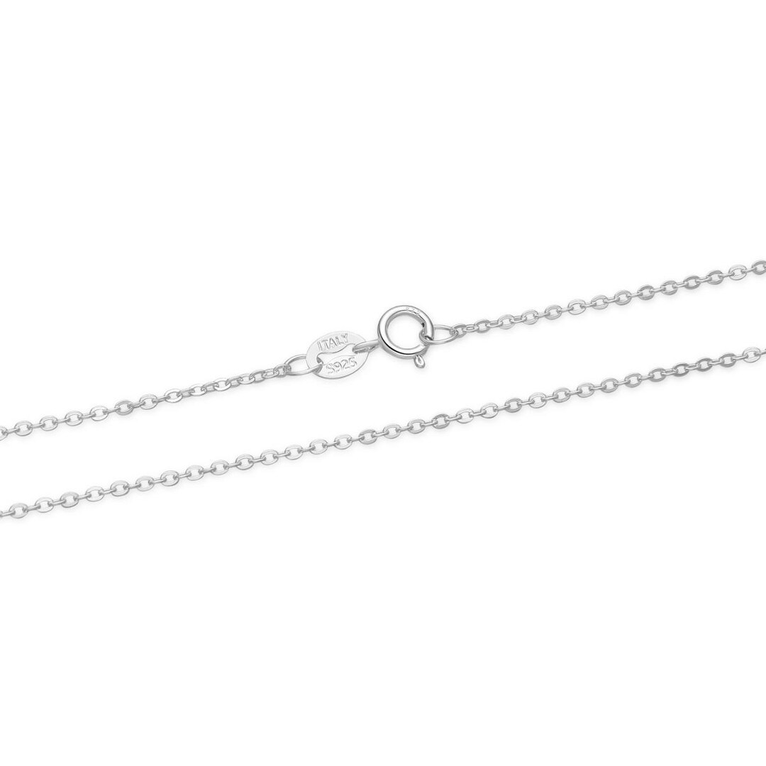 1pc 925 Sterling Silver Diamond-cut Flat Cable Chain Necklace 1.3mm ...