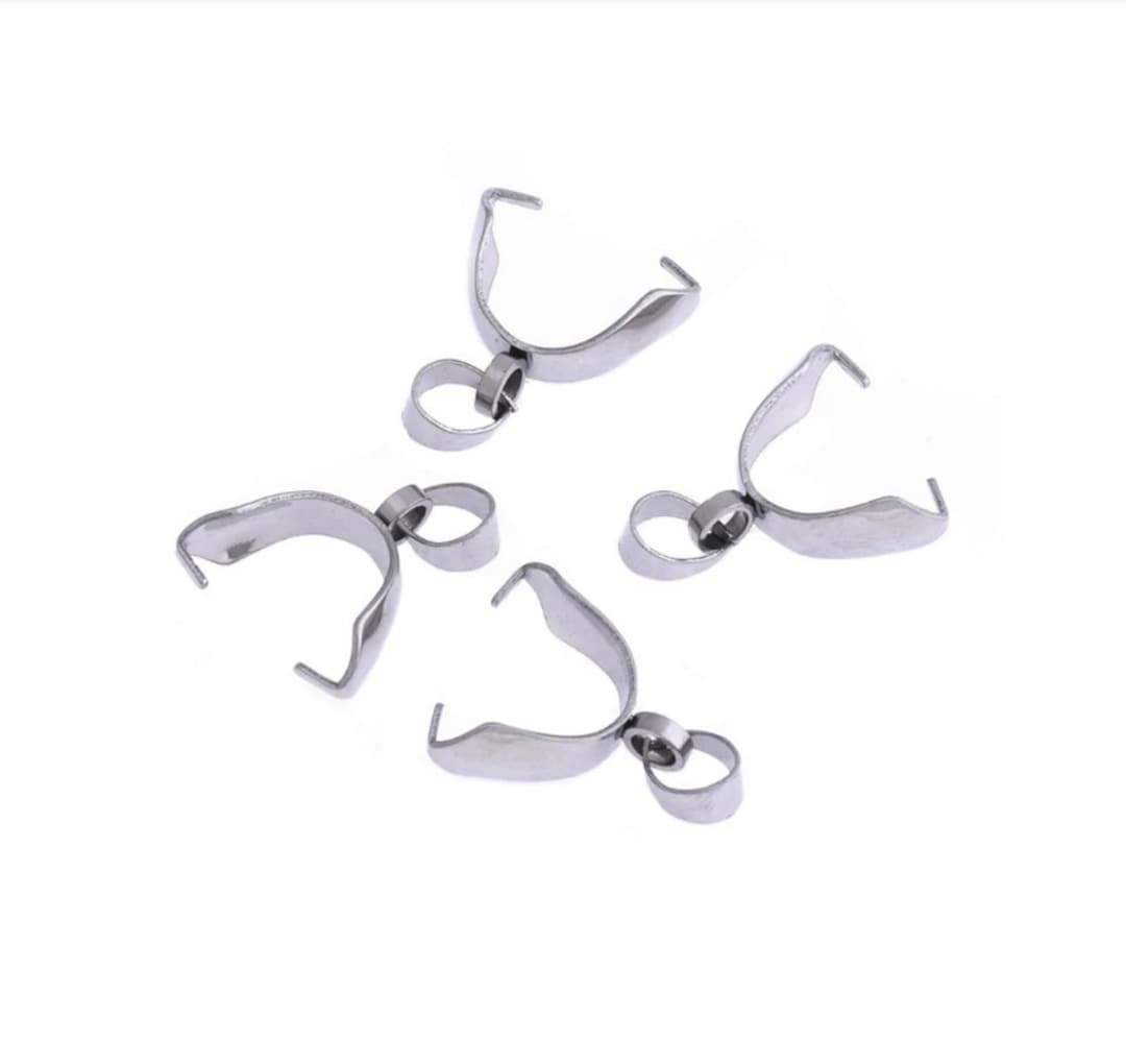 U Pick 20pcs 304 Grade Stainless Steel Surgical Pendant Pinch Bail Clip ...