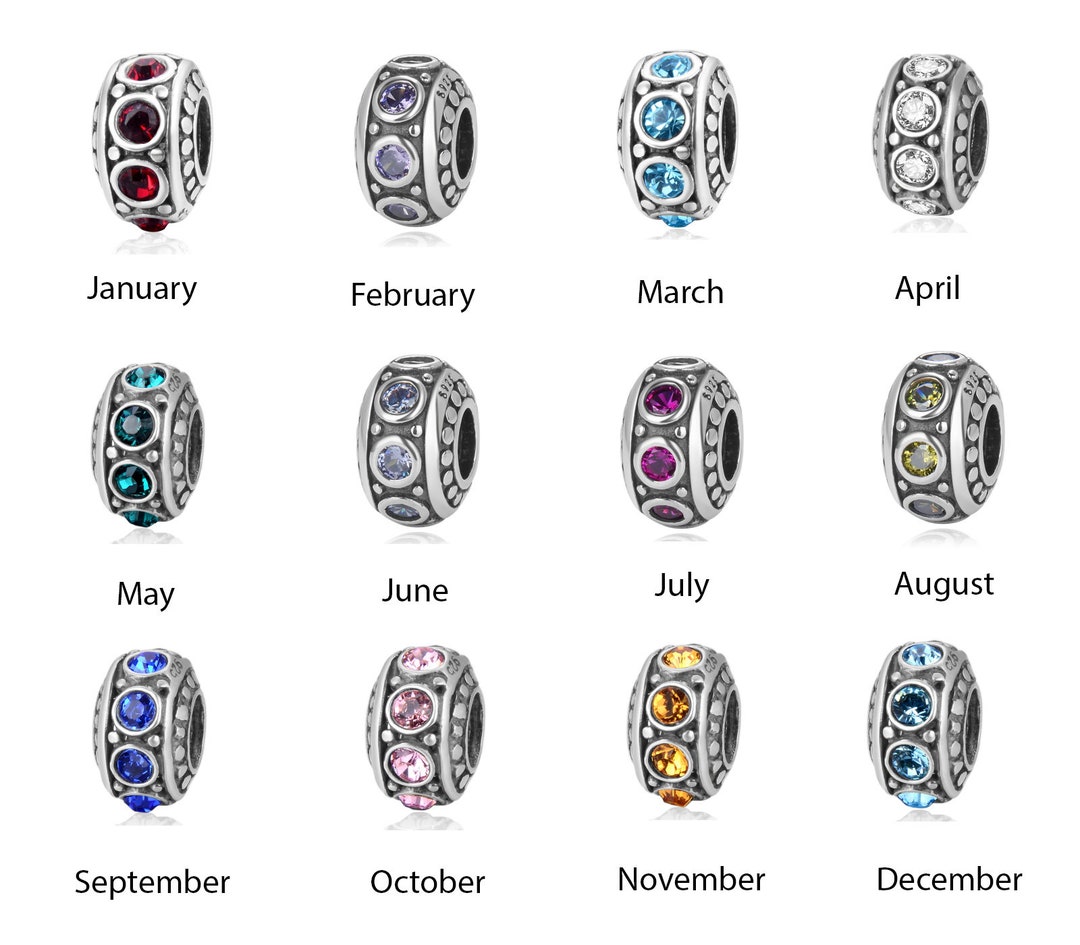 Pick 1pc 925 Sterling Silver Birthstone Charm Sparkle Cubic Zirconia CZ ...