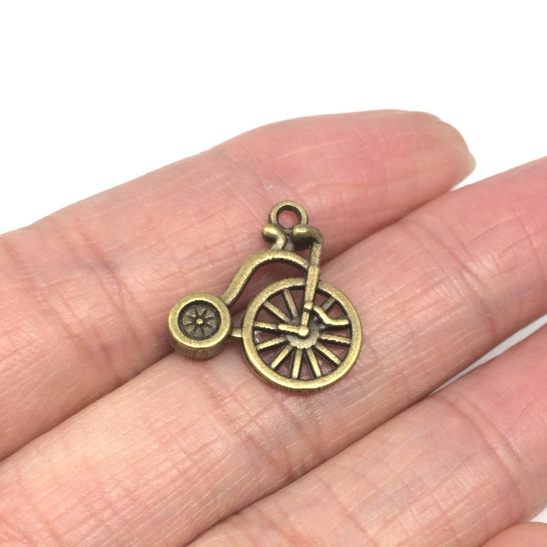 10 X Bicycle Charms 17x15mm Antique Bronze Tone Two Sided Charm ...