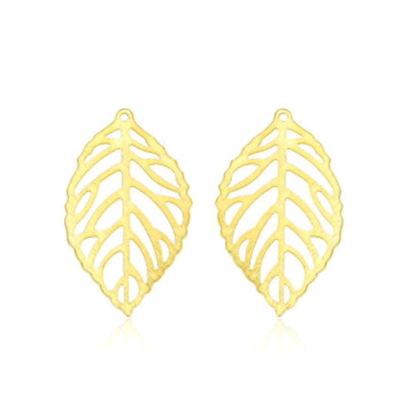 10pcs Tarnish Resistant 35mm Large Filigree Leaf Drop Pendant 18K ...