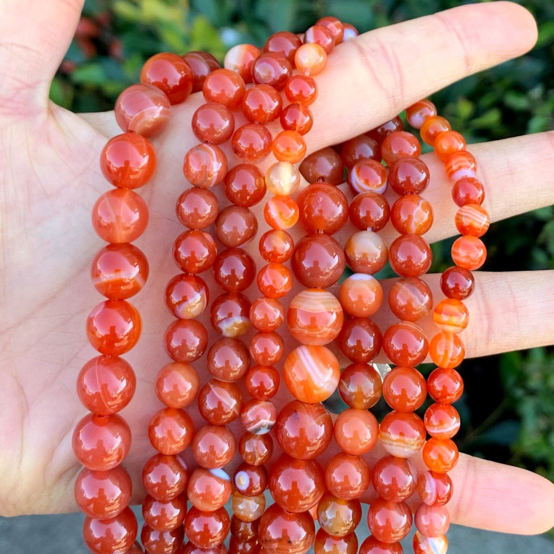 U Pick 1 Strand/15" AAA Natural Red Stripe Agate Healing Gemstone 4mm ...