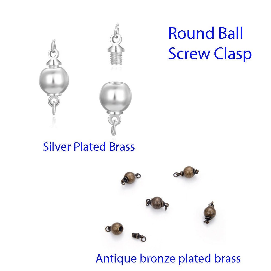 U Pick 10 Sets Round Ball Screw Clasp 6mm 8mm Secure Connector Silver ...