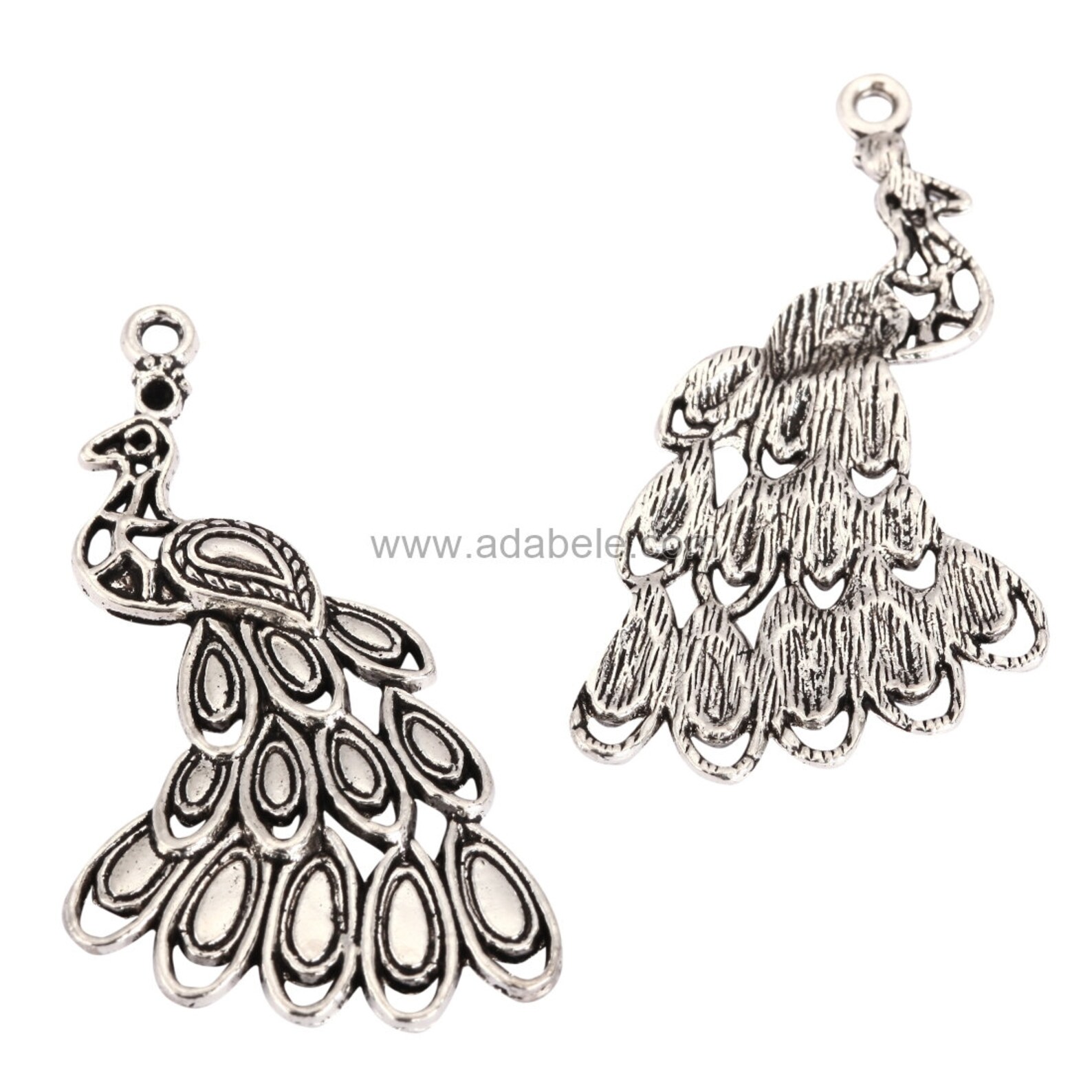 2pcs Beautiful Peacock Charms 38x25mm Antique Silver Tone One - Etsy