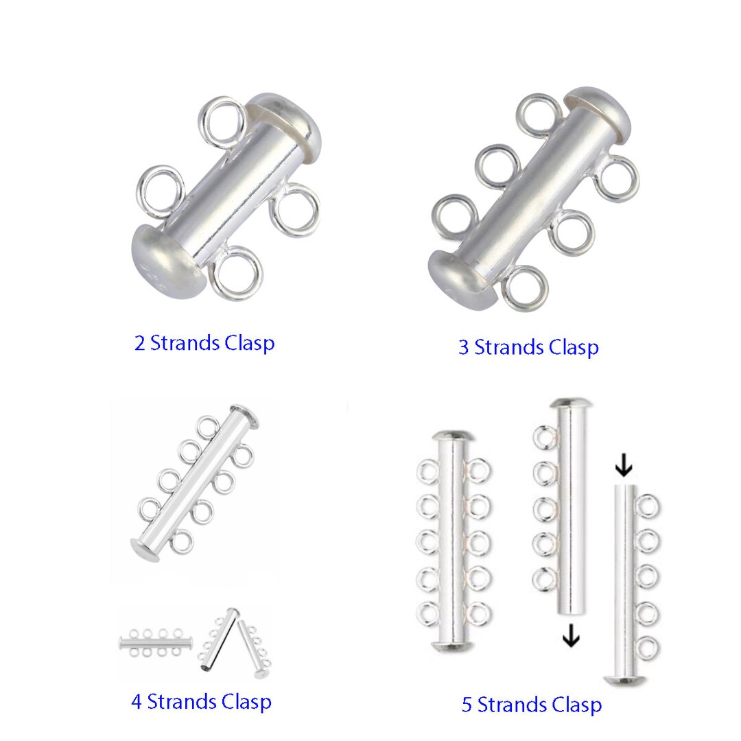 U Pick 10 Sets Multi Strands Silver Magnetic Clasp Tube Connector Set ...