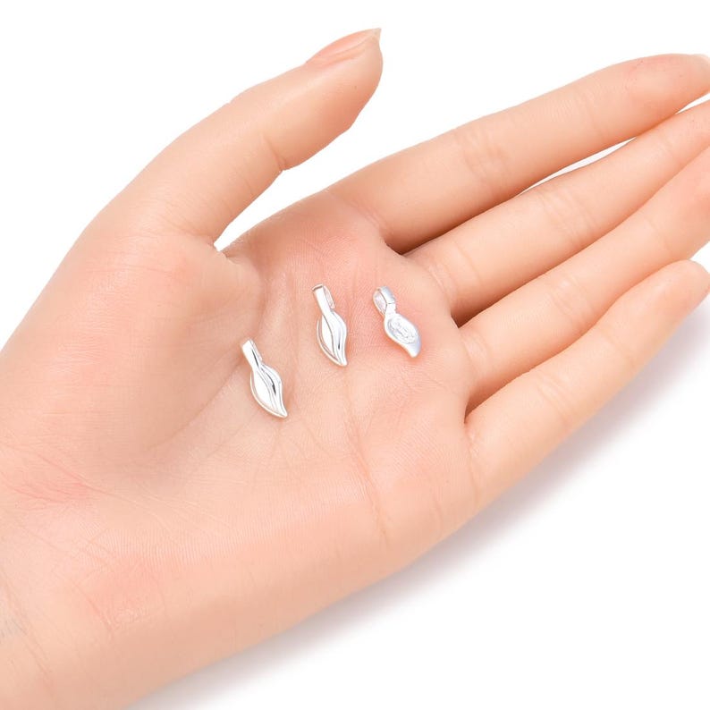 Pick 2pc/5pcs 925 Sterling Silver Hypoallergenic 16mm Glue on Bail Bale ...