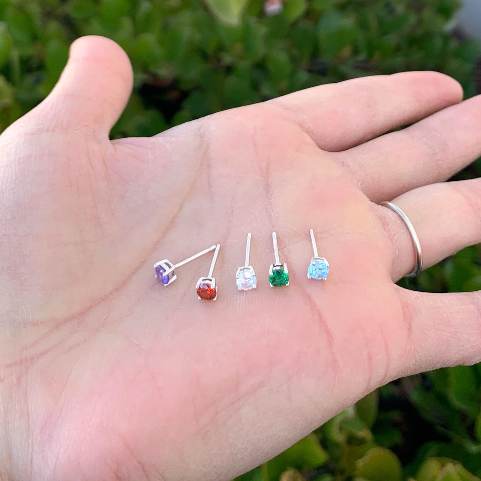 1 Pair Authentic Sterling Silver Birthstone Stud Earrings - Etsy