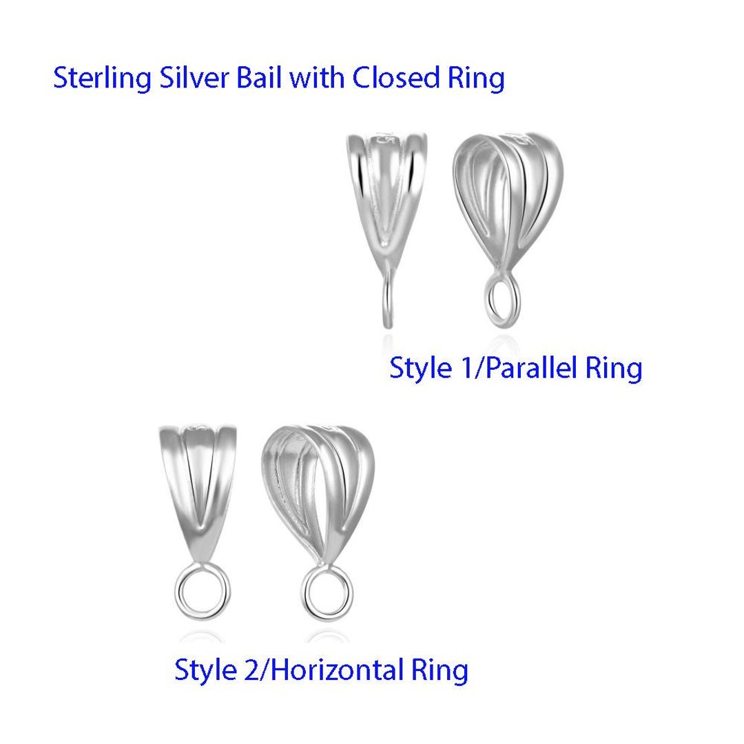 Pick 10pcs 925 Sterling Silver Bail Clip Pendant Clasp 9mm Small 14mm ...
