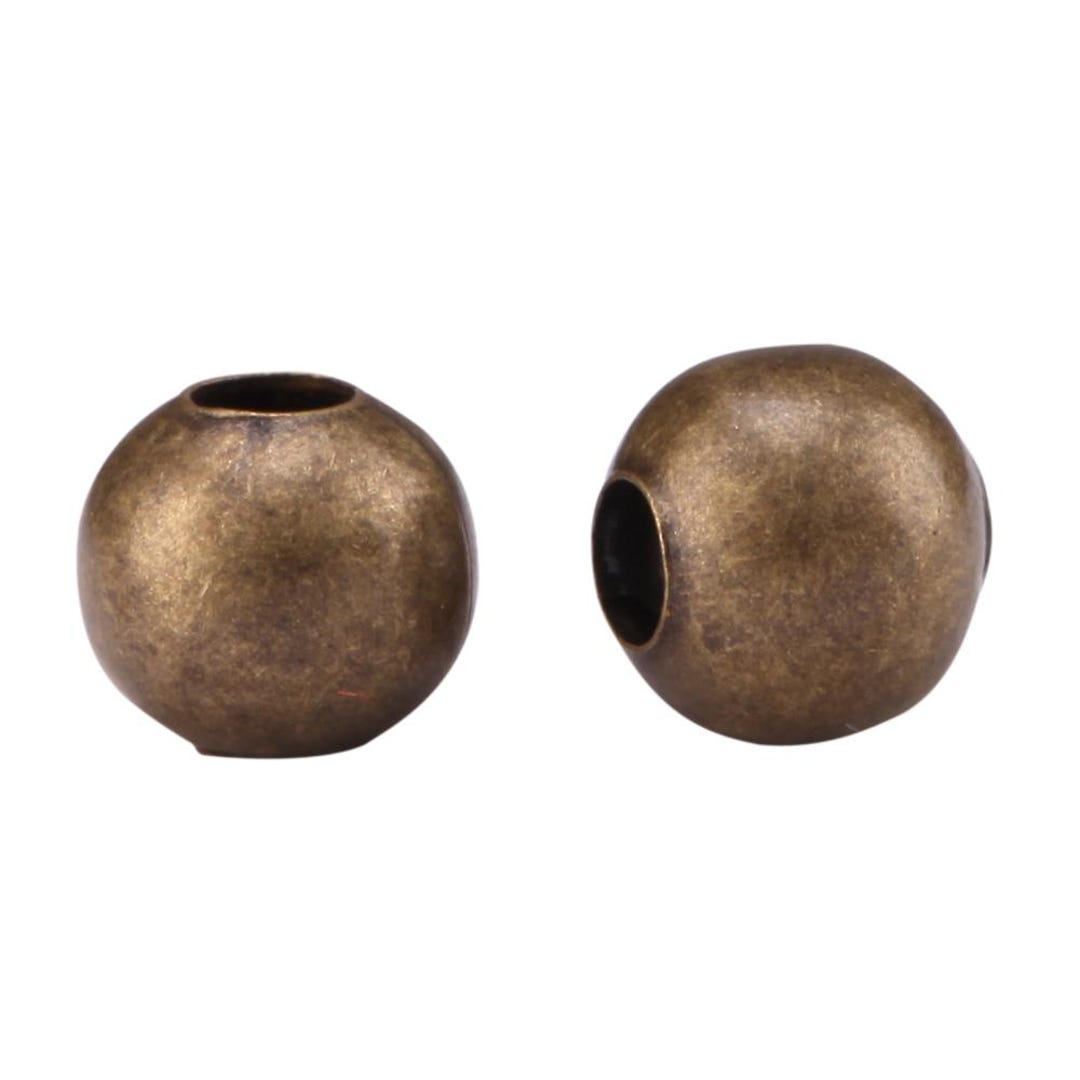 Pick 100pc/200pcs Large Hole Round Beads Antique Bronze Plated Brass ...