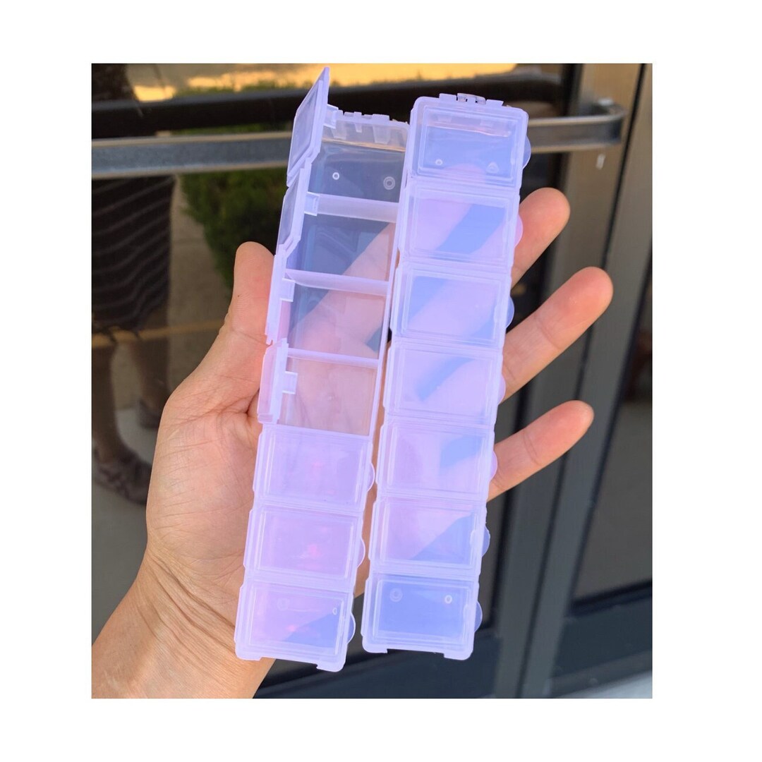 2pcs Clear Plastic Storage Case 7-slot Rectangle Personal Organizer ...