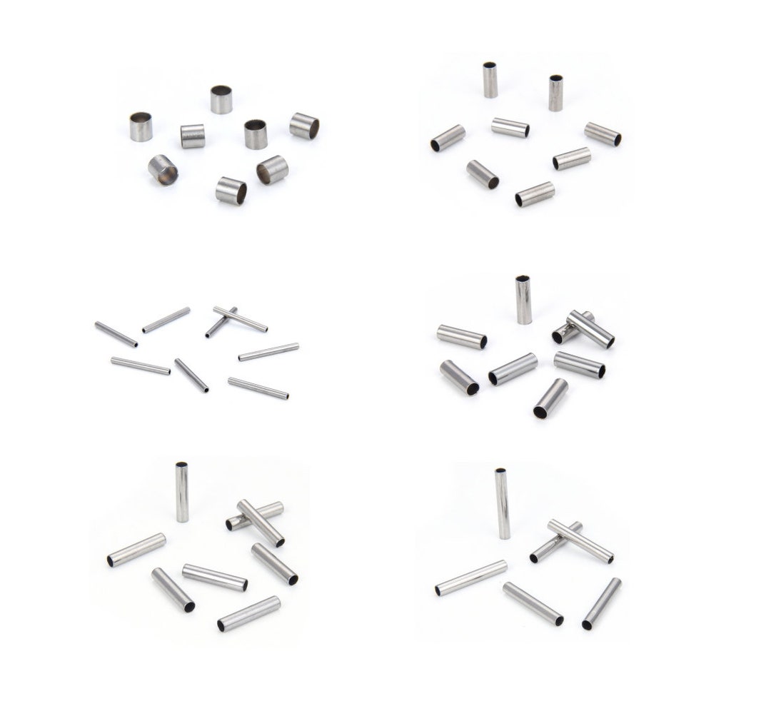 Pick 100pcs 304 Grade Stainless Steel Straight Round Tube Spacer Beads ...