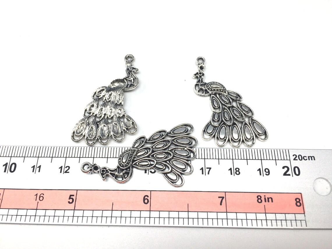 2pcs Beautiful Peacock Charms 38x25mm Antique Silver Tone One - Etsy