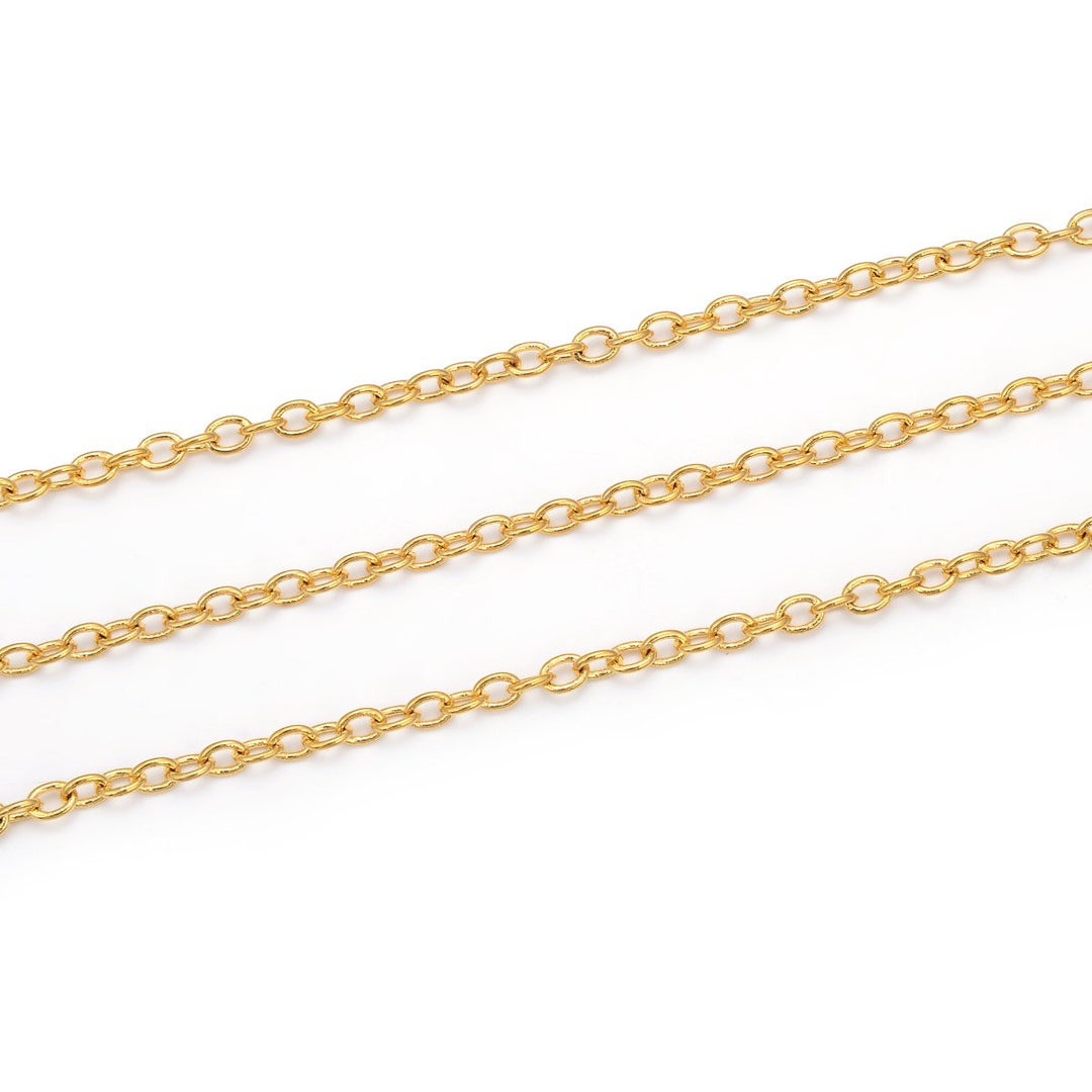 U Pick Tarnish Resistant 24k Gold Round Cable Link Chain Bulk Long ...