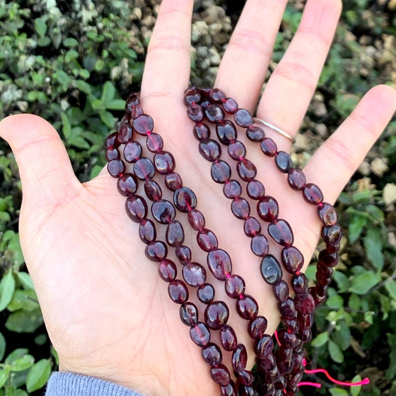 15 Inch Natural Garnet Healing Gemstone 6mm to 8mm Free Form Oval ...