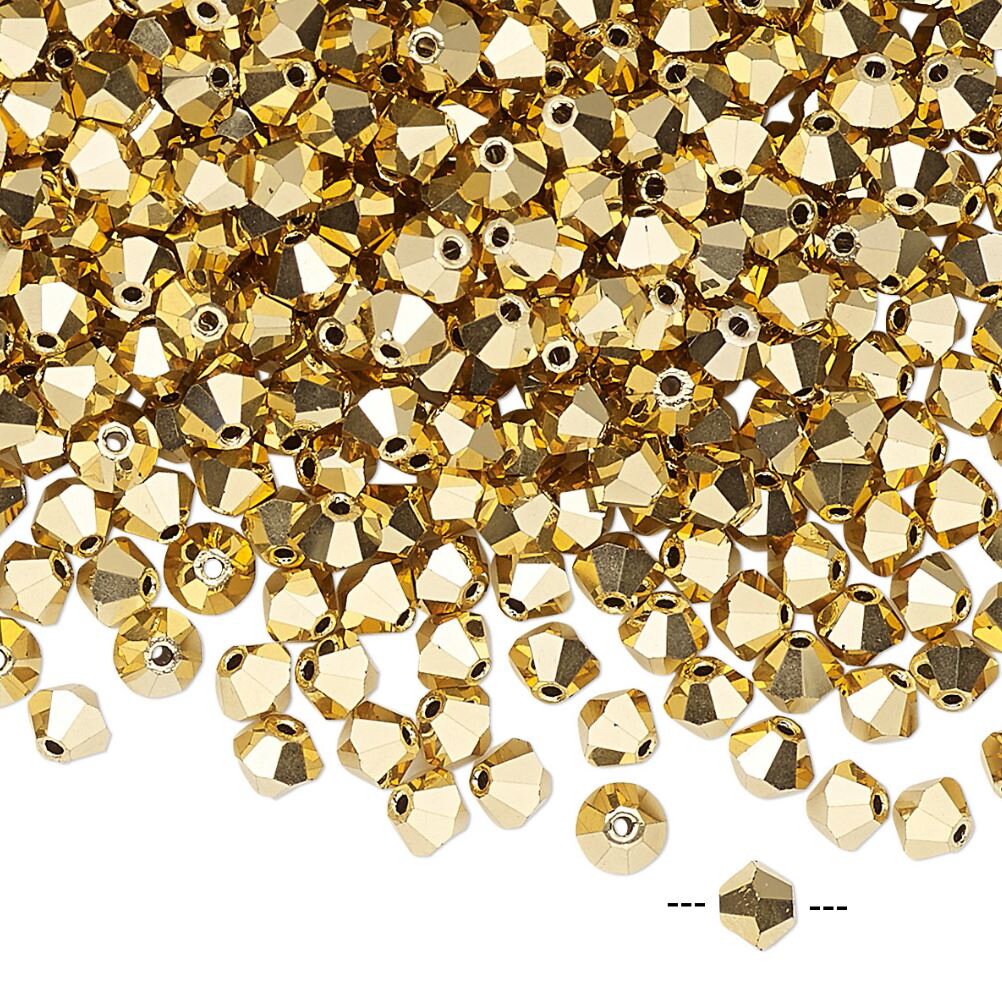 U Pick 100pc/200pc Preciosa 3mm 4mm 6mm Gold Aurum Full Bicone Crystal ...